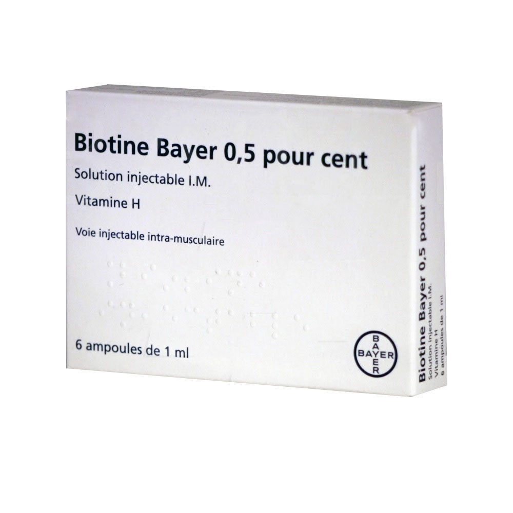 Biotine 5 mg injectable 6 ampoules chute de cheveux - BAYER - Prix